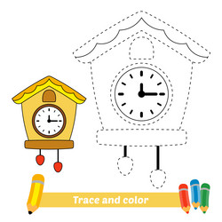 Trace and color for kids clock Royalty Free Vector Image