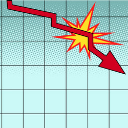 Down graph chart arrow drop icon decrease Vector Image