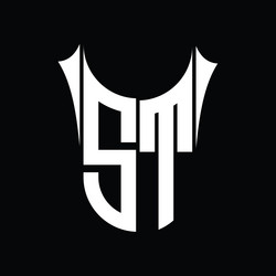 Ts logo monogram shield sharp half round shape Vector Image