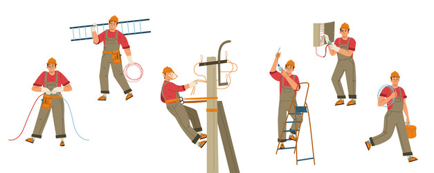 Cartoon electrician cable man Royalty Free Vector Image