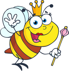 Queen bee cartoon character Royalty Free Vector Image