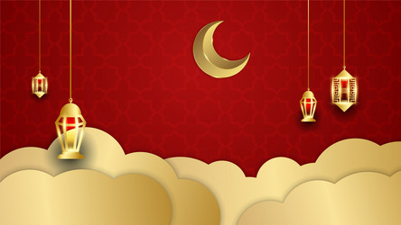 Golden lantern arabic red gold islamic design Vector Image