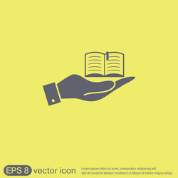 Hand holding a open book sign education Royalty Free Vector