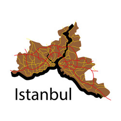 High quality map of istanbul flat with borders Vector Image