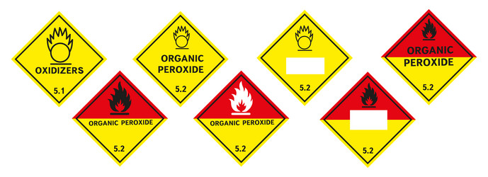 Oxidizer warning sign class 5 dangerous goods Vector Image