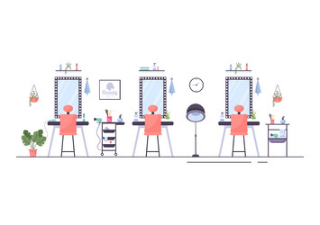 Beauty salon interior flat design Royalty Free Vector Image