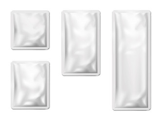 Blank sachet packet with tear notches isolated Vector Image