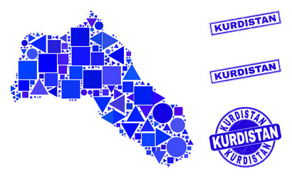 Handmade collage kurdistan map and textured Vector Image