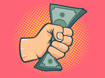 Hand holding money drawing Royalty Free Vector Image