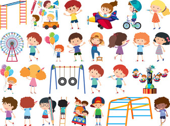 Large set isolated objects kids Royalty Free Vector Image