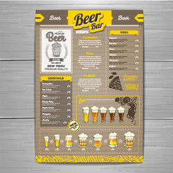 Vintage beer menu design on cardboard background Vector Image
