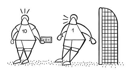 Cartoon soccer player man offering bribe Vector Image