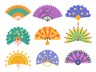 Paper hand fans traditional oriental folding fans Vector Image
