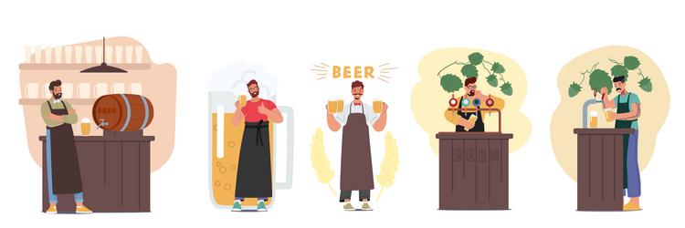 Skillful bartender male character proudly displays