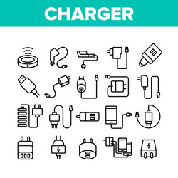 Charger energy device collection icons set Vector Image