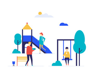 Playground scene with children playing Royalty Free Vector