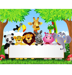 Animal cartoon and blank sign Royalty Free Vector Image