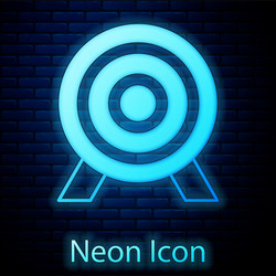 Glowing neon target financial goal concept icon Vector Image
