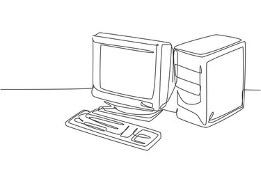 One continuous line drawing of cpu computer Vector Image