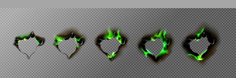 Burn craft paper borders burnt hole stages set Vector Image