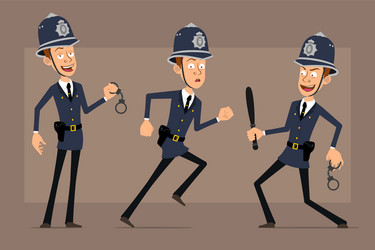 Cartoon man in a policeman uniform laughs Vector Image