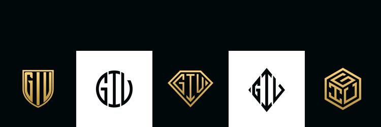 Initial letters gcr logo designs bundle Royalty Free Vector