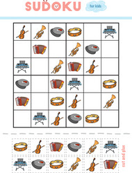 Sudoku education game musical instruments use Vector Image