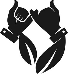 Leaf commitment teamwork together black logo Vector Image