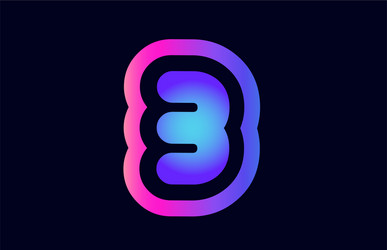 3 pink blue gradient number logo icon design Vector Image