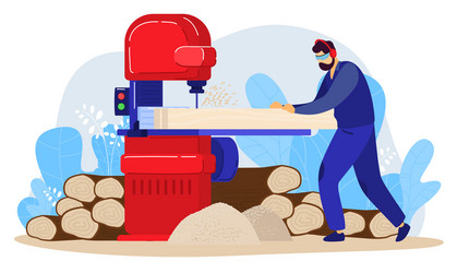Carpenters at workshop with carpentry tools Vector Image