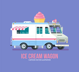 Colorful flat ice cream truck cartoon Royalty Free Vector