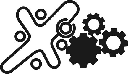 Gear commitment teamwork together black logo Vector Image