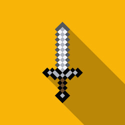 Pixel video game sword icon cartoon retro game Vector Image