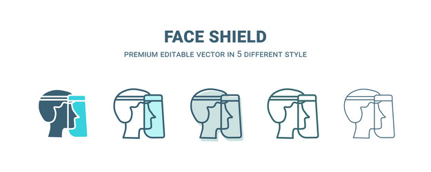 Face shield icon in 5 different style outline Vector Image