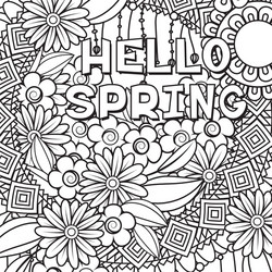 Hello spring coloring page Royalty Free Vector Image