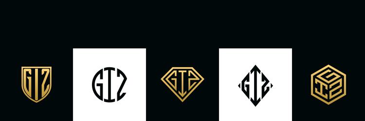 Initial letters iau logo designs bundle Royalty Free Vector