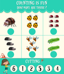 Insect math number worksheet Royalty Free Vector Image