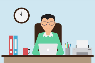 Cartoon engineer in office Royalty Free Vector Image