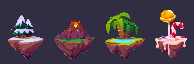 Game floating islands - ground platform for jump Vector Image