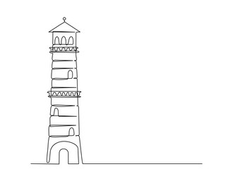 Continuous one line drawing of lighthouse tower Vector Image