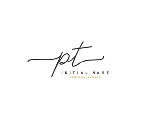 P t pt initial letter handwriting and signature Vector Image