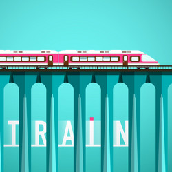 Flat design landscape with steam train old castle Vector Image