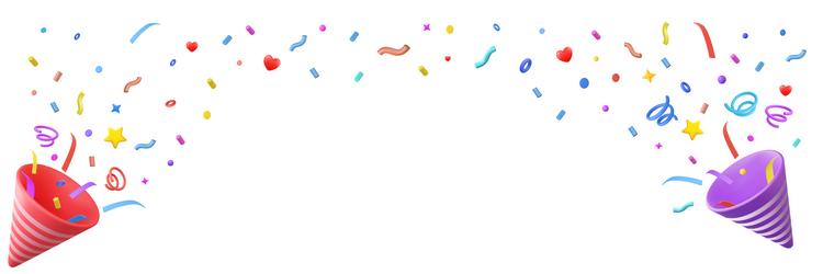 Realistic 3d detailed party popper set isolated Vector Image