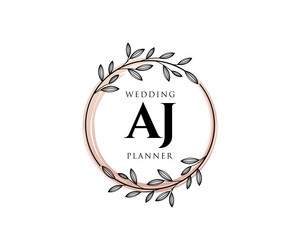 Aj initials letter wedding monogram logos Vector Image