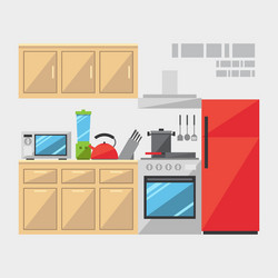 Flat of kitchen interior Royalty Free Vector Image