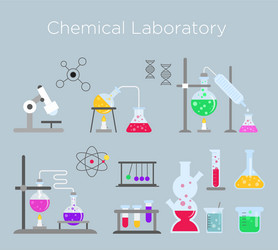 Laboratory equipment decorative icons set Vector Image
