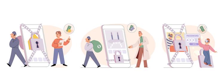 Hacker activity big set hacking computer Vector Image