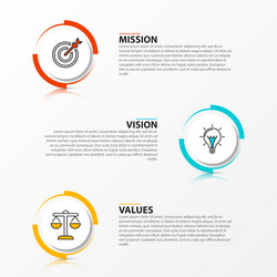 Infographic template mission vision and values Vector Image