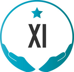 Initial letter ih hand care logo design template Vector Image