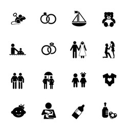 Human relationships couple and family icon set Vector Image
